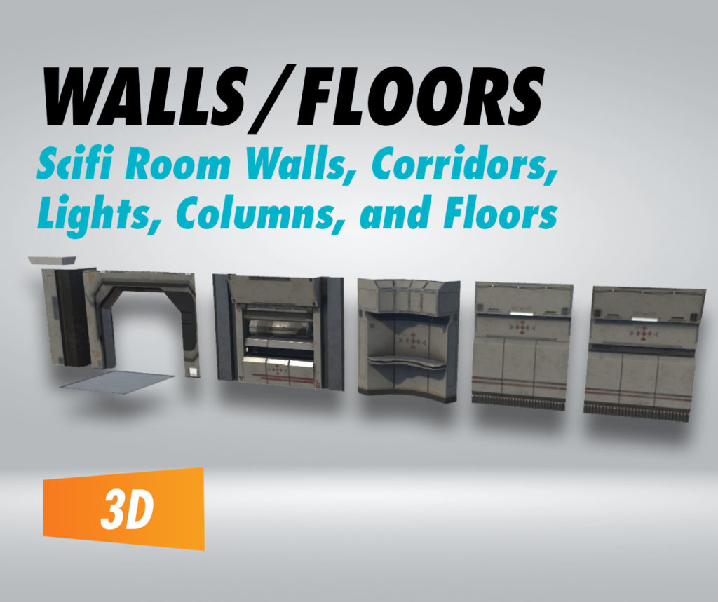 Sci-fi Wall, Ceiling, Floor, Column, Gate, Light – Filebase for Unity